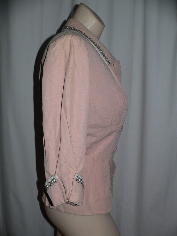 1940's Pale Dusty Rose Pink Blazer with Fitted Waist … - Gem