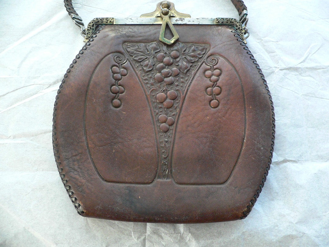 Antique 1910's Art Deco Tooled Leather Purse - Etsy