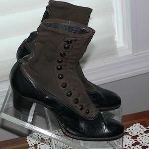 Antique Victorian Edwardian Side Button Leather and Fabric Boots - Etsy