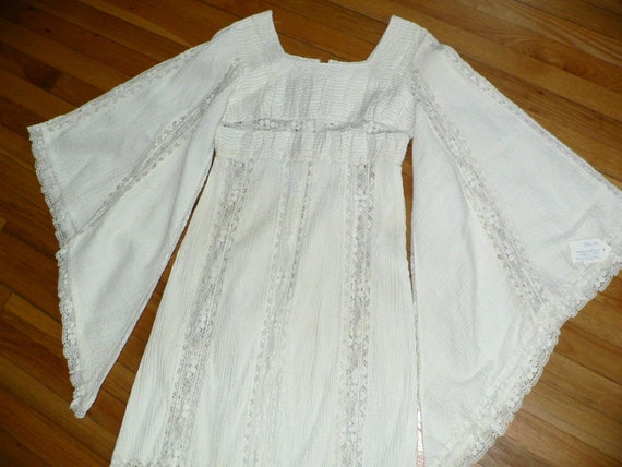 1960's White Maxi Dress with Pintuck and Smocking wit… - Gem