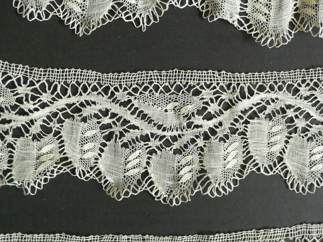 3 Pieces of 4 Inch Wide Antique Lace for Dress or Projects. 40" 40" 66 ...