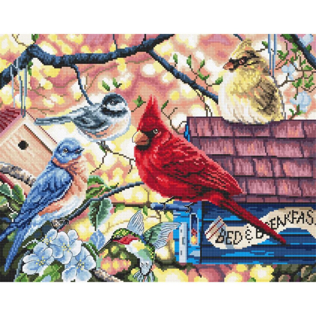 Counted Cross Stitch Kit Spring Birds DIY Modern Cross Stitch Kit Hand ...
