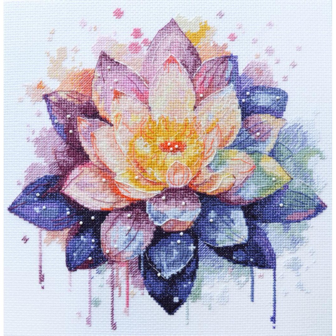 Cross Stitch Kit Lotus Flowers DIY Unprinted Canvas - Etsy