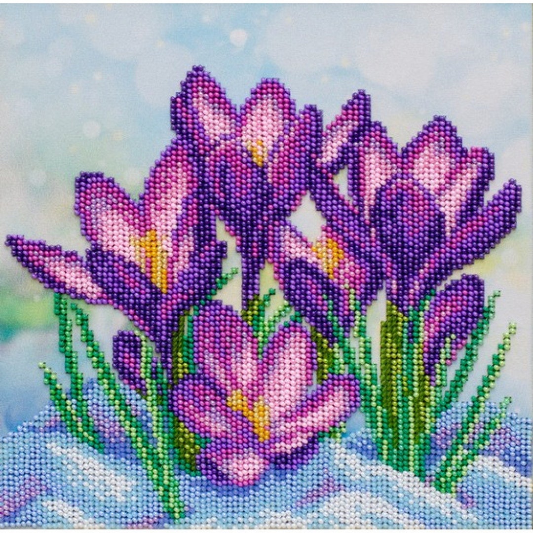 Bead Embroidery Kit Crocuses Flowers DIY Beadwork Kit Beading Kit Hand ...