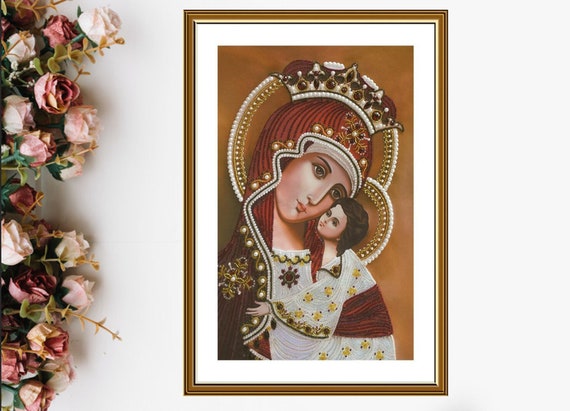Bead Embroidery Kit Orthodox Icon Virgin Mary Mother of God - Etsy