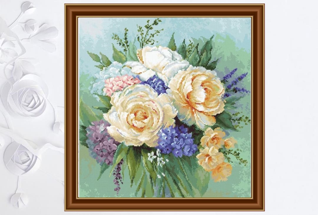 Gobelin Kit Flowers Luca-s DIY Tapestry Kit Unprinted Canvas - Etsy
