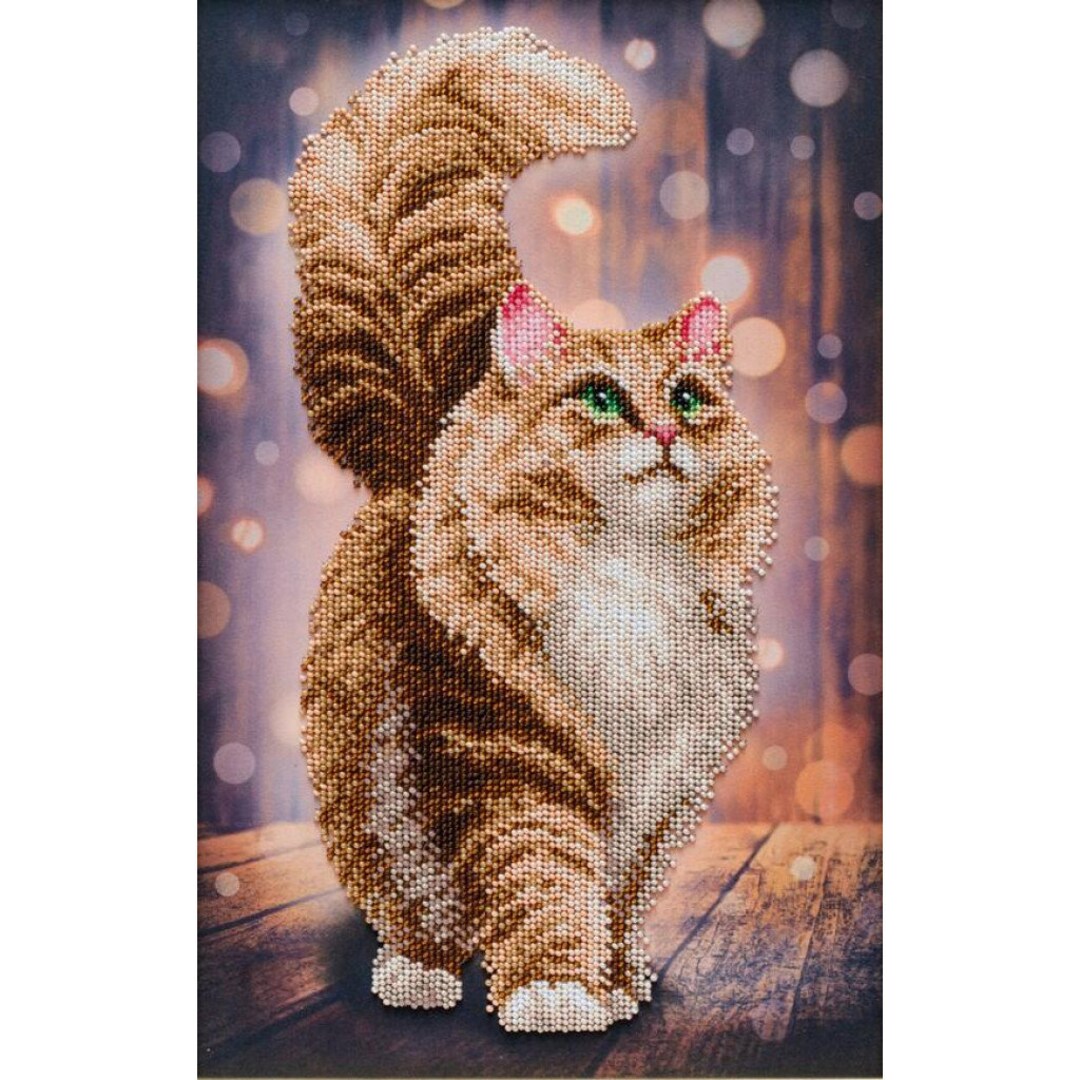 Bead Embroidery Kit Cat DIY Beadwork Kit Beading Kit Hand Embroidery ...