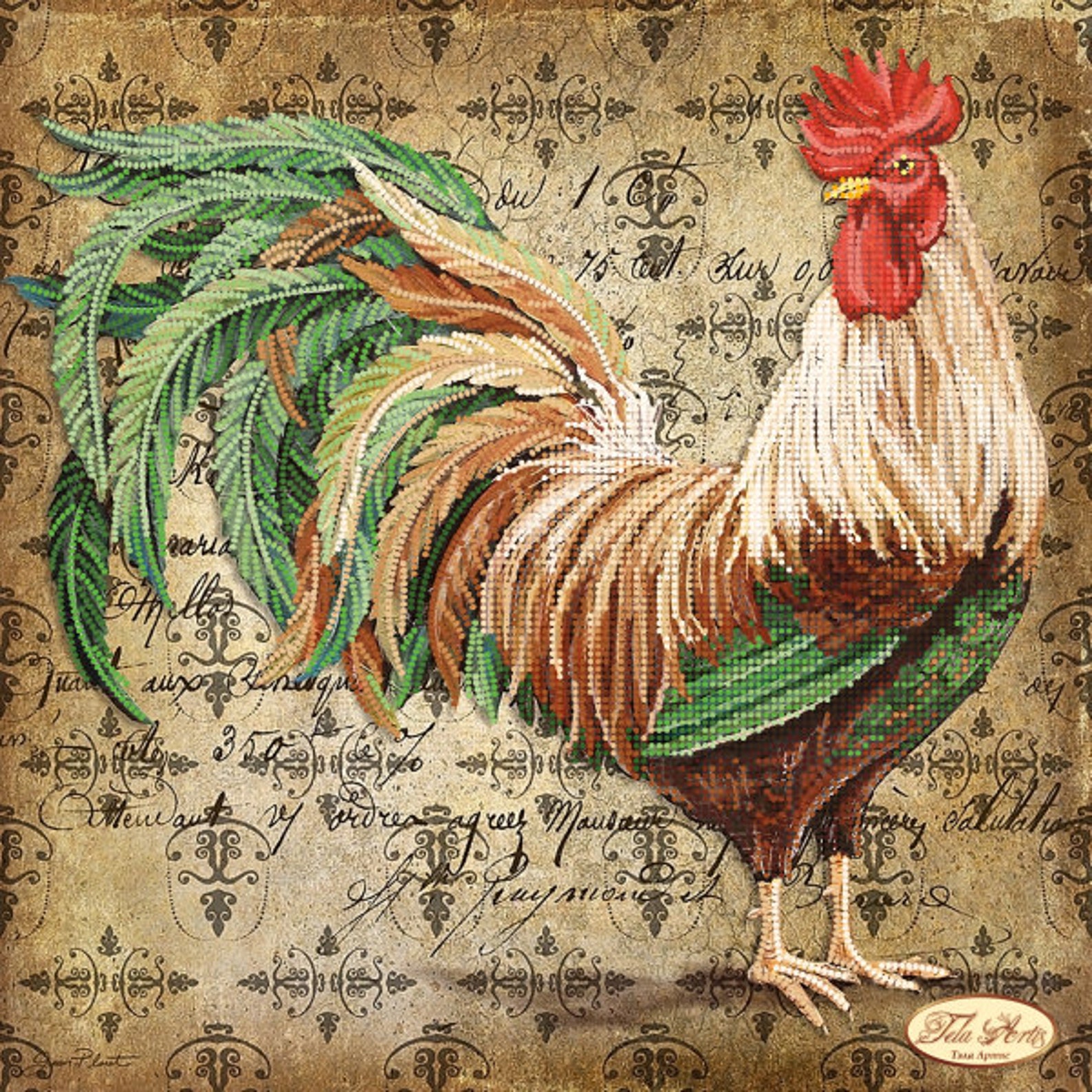 Bead Embroidery Kit Jade Rooster DIY Beadwork Kit Beading Kit - Etsy