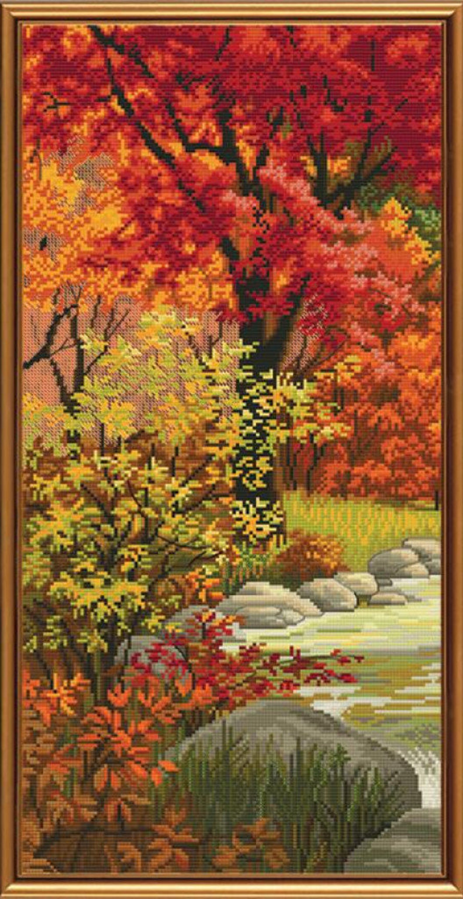 Counted Cross Stitch Kit WITH BEADS Autumn Fall DIY Modern - Etsy