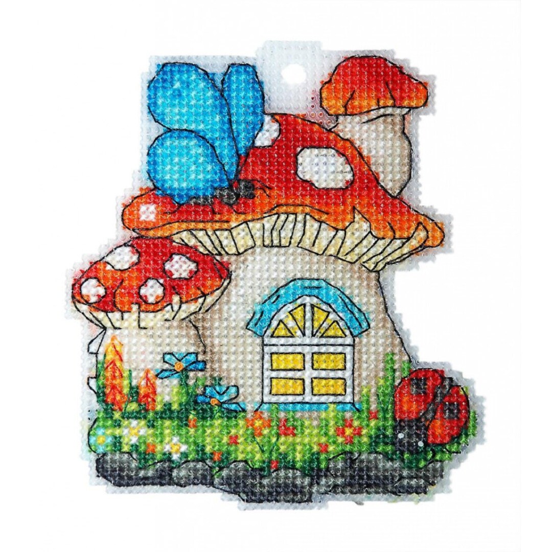 Counted Cross Stitch Kit Mushroom House DIY Modern Cross Stitch Kit on ...