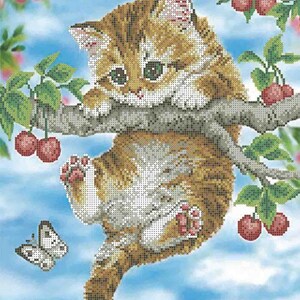 Bead Embroidery Kit Cat DIY Beadwork Kit Beading Kit Hand Embroidery ...