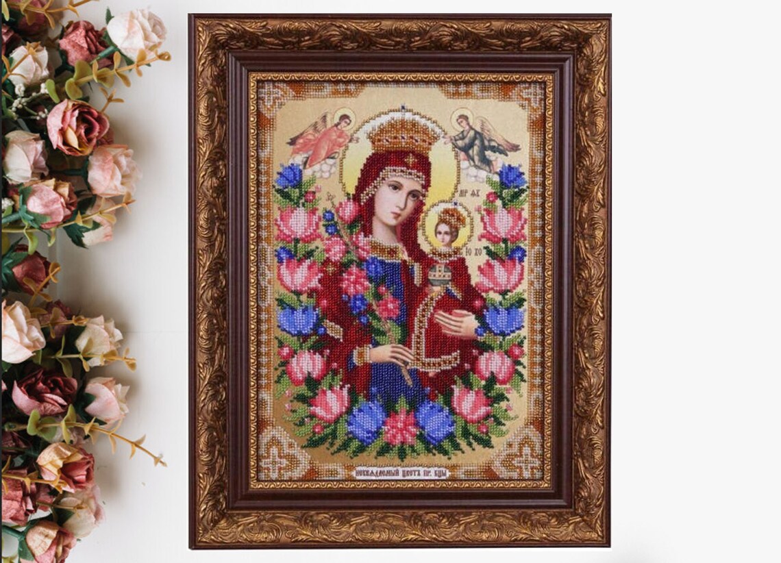 Bead Embroidery Kit Orthodox Icon Virgin Mary Mother of God | Etsy