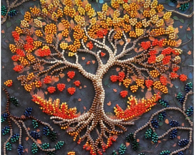 Bead Embroidery Kit Tree of Love DIY Beadwork Kit Beading Kit Hand ...