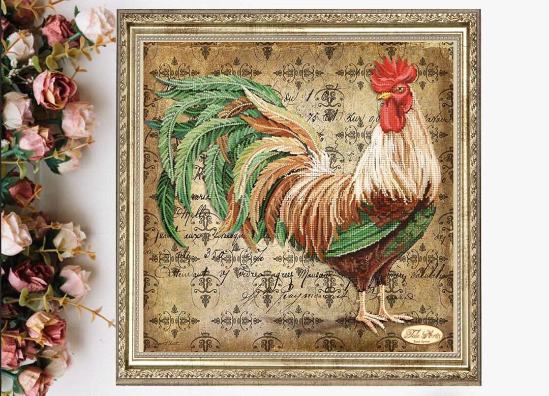 Bead Embroidery Kit Jade Rooster DIY Beadwork Kit Beading Kit - Etsy