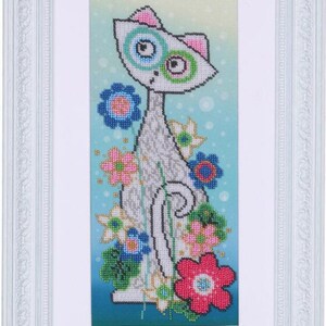 Bead Embroidery Kit Cat DIY Beadwork Kit Beading Kit Hand Embroidery ...