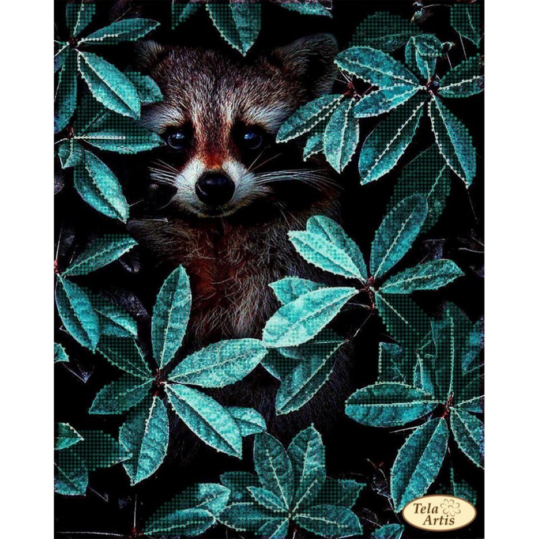 Bead Embroidery Kit Raccoon DIY Beadwork Kit Beading Kit Hand ...
