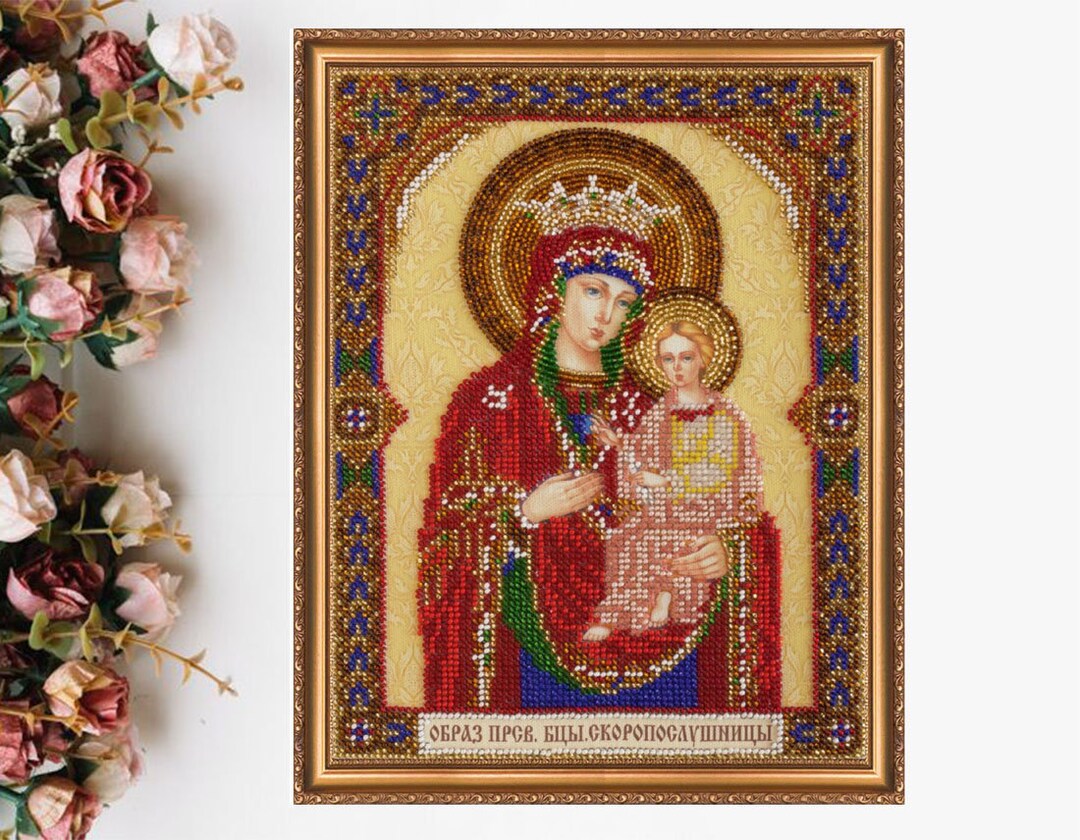 Bead Embroidery Kit Orthodox Icon Virgin Mary Mother of God DIY ...