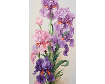 Bead Embroidery Kit Purple Iris Needlework Kit Beadwork Hand Embroidery Kit Floral Beading ...