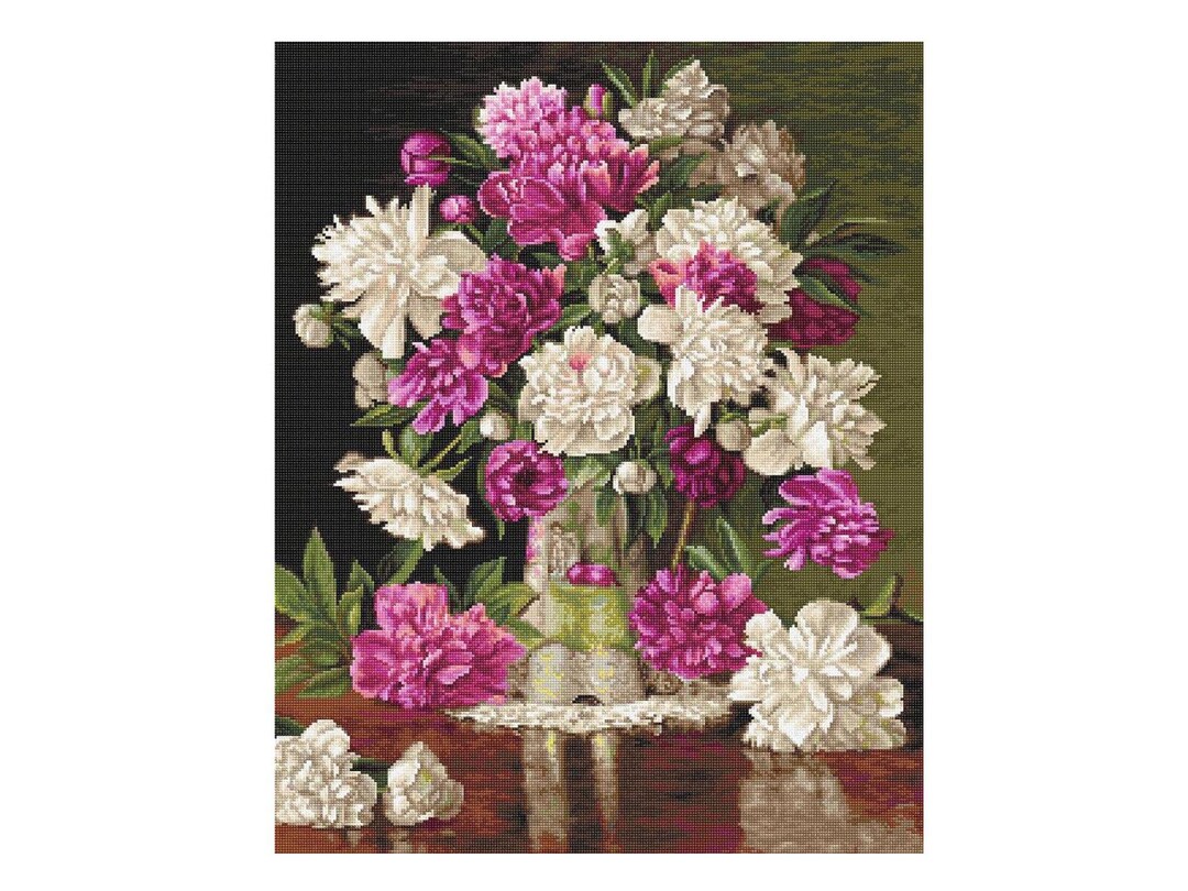 Gobelin Embroidery Kit Peonies Flowers DIY Tapestry Needlepoint Kit ...