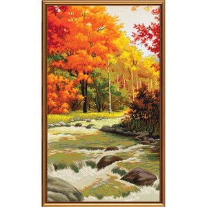 Counted Cross Stitch Kit WITH BEADS Autumn Fall DIY Unprinted Canvas - Etsy