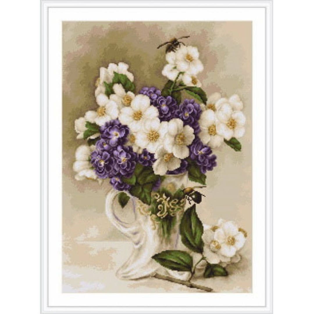 Gobelin Embroidery Kit Jasmine Flowers DIY Tapestry Needlepoint Kit ...