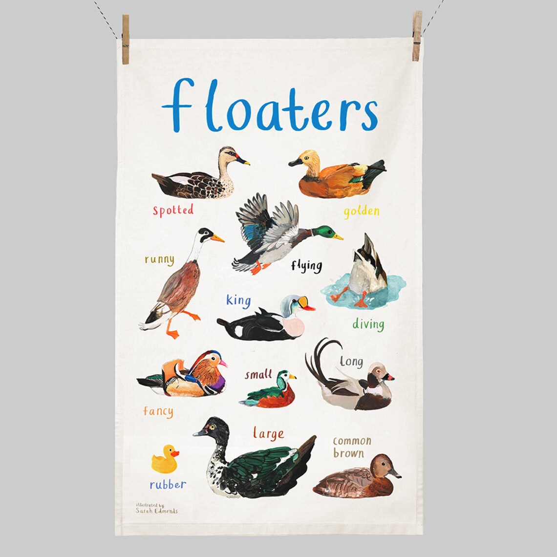 Floaters Cotton Tea Towel Cheeky Duck Bird Design Pun - Etsy UK