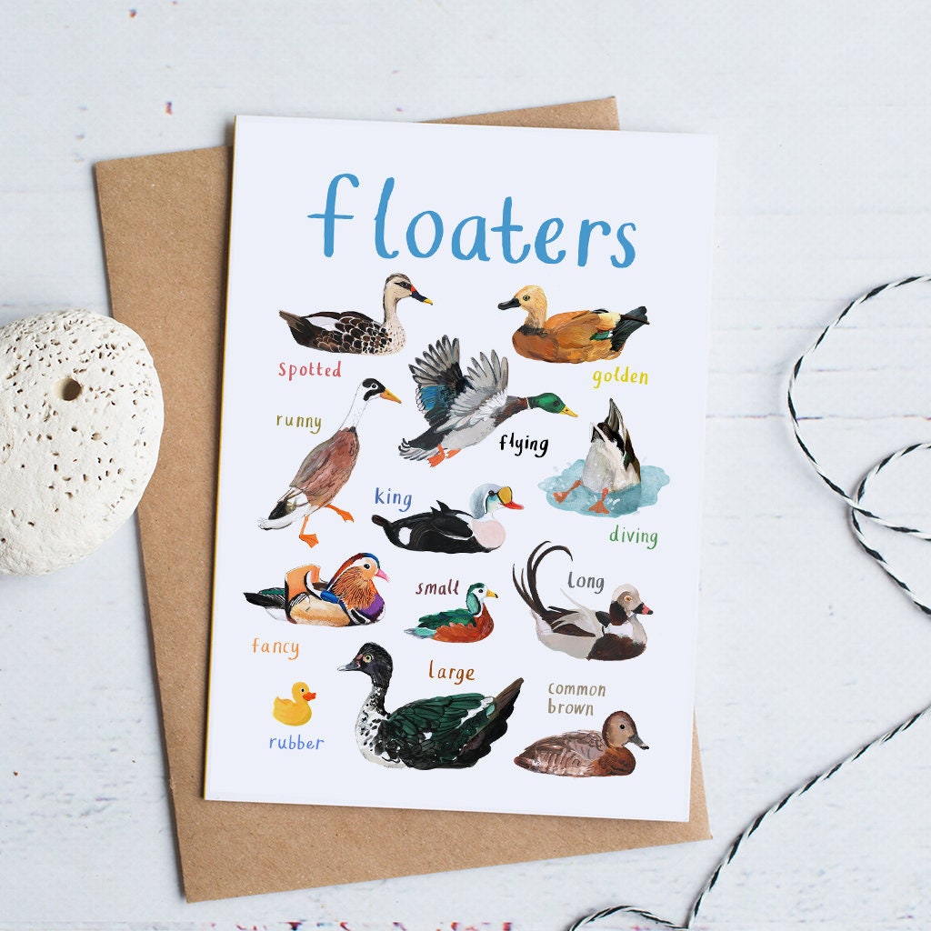 Floaters A6 Card Illustrated Ducks Greeting Card GC30 | Etsy UK