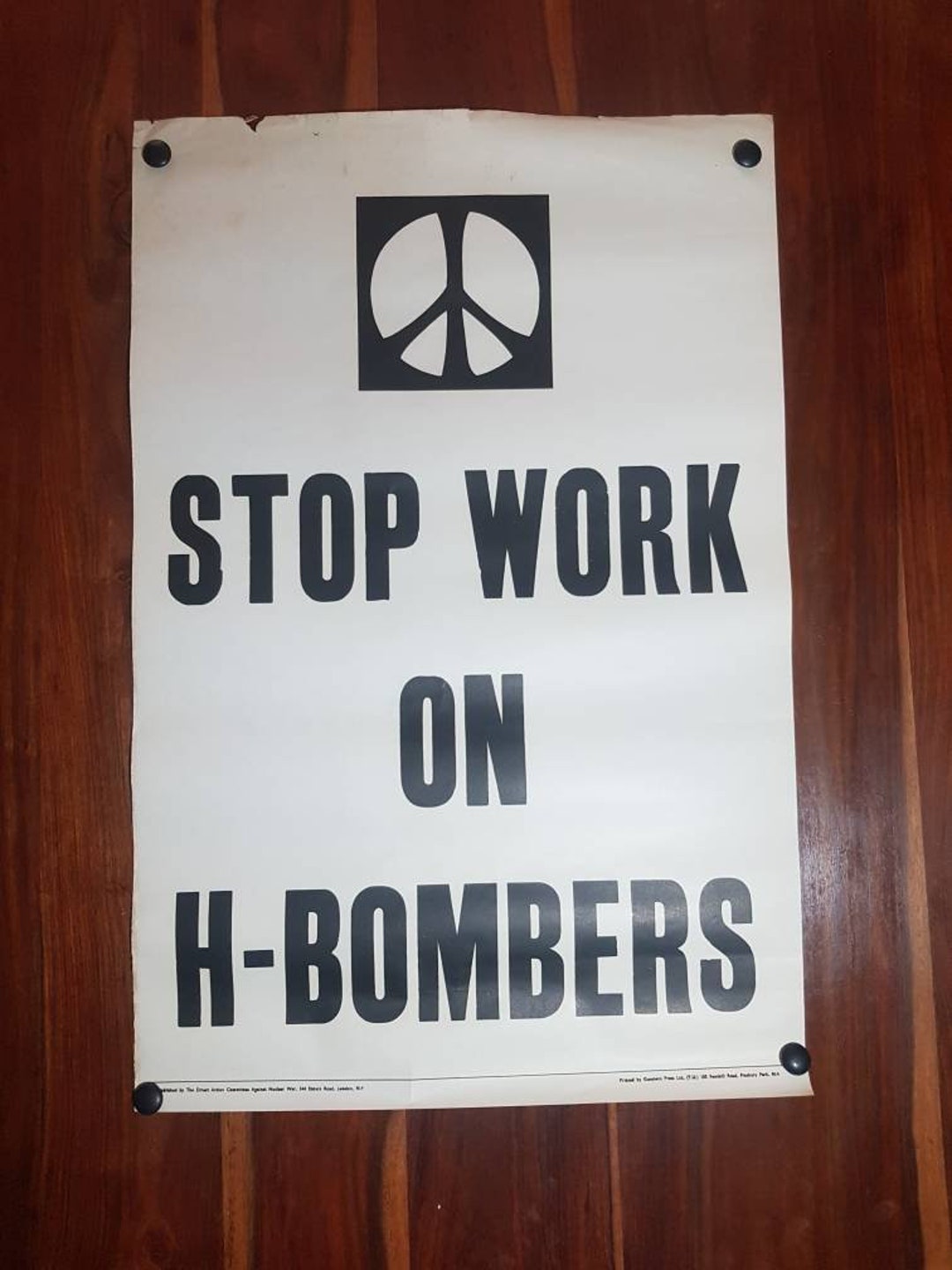 Original CND Stop Work on H-bombers Posters 1950s / 1960s - Etsy