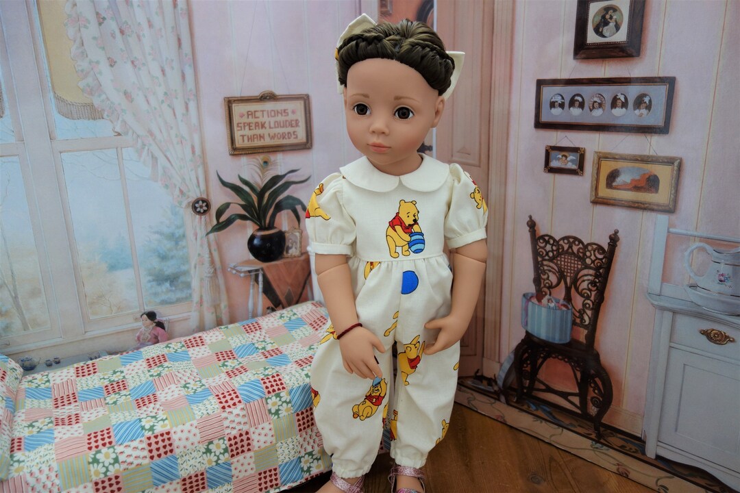 Doll Jump Suit/play Suit/all in One. Hair Bow. Winnie the Poo Print ...