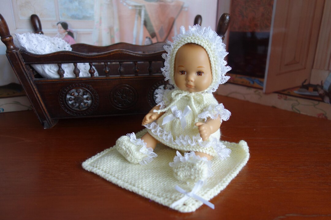 Frilly Doll Dress, Frilly Pants, Bonnet, Bootees and Blanket Lemon to ...