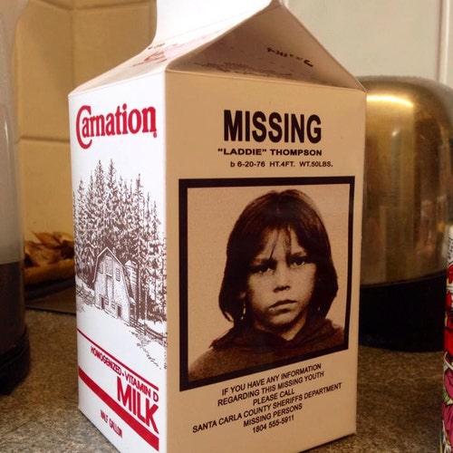 Lost Boys Replica laddie Thompson Milk Carton - Etsy