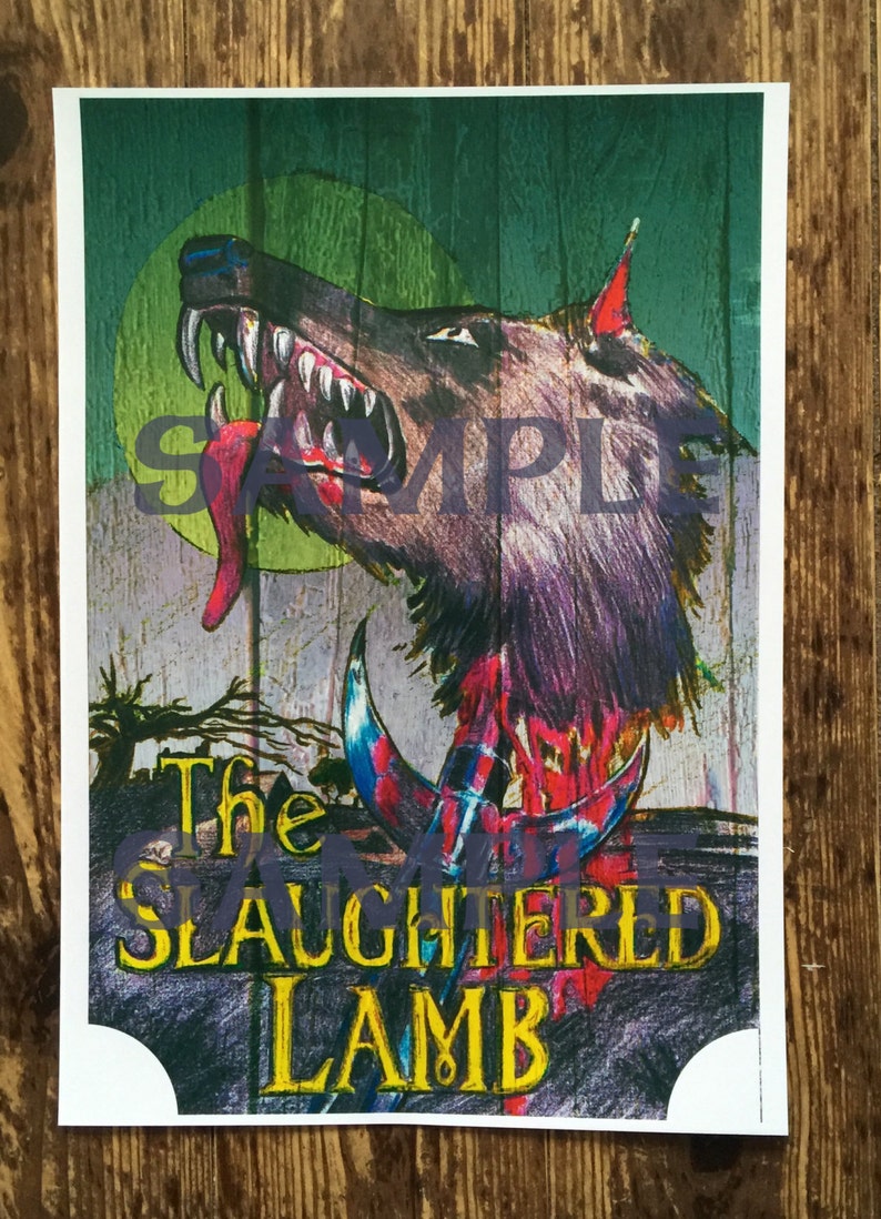 American Werewolf in London the Slaughtered Lamb Pub Sign Replica A3 ...