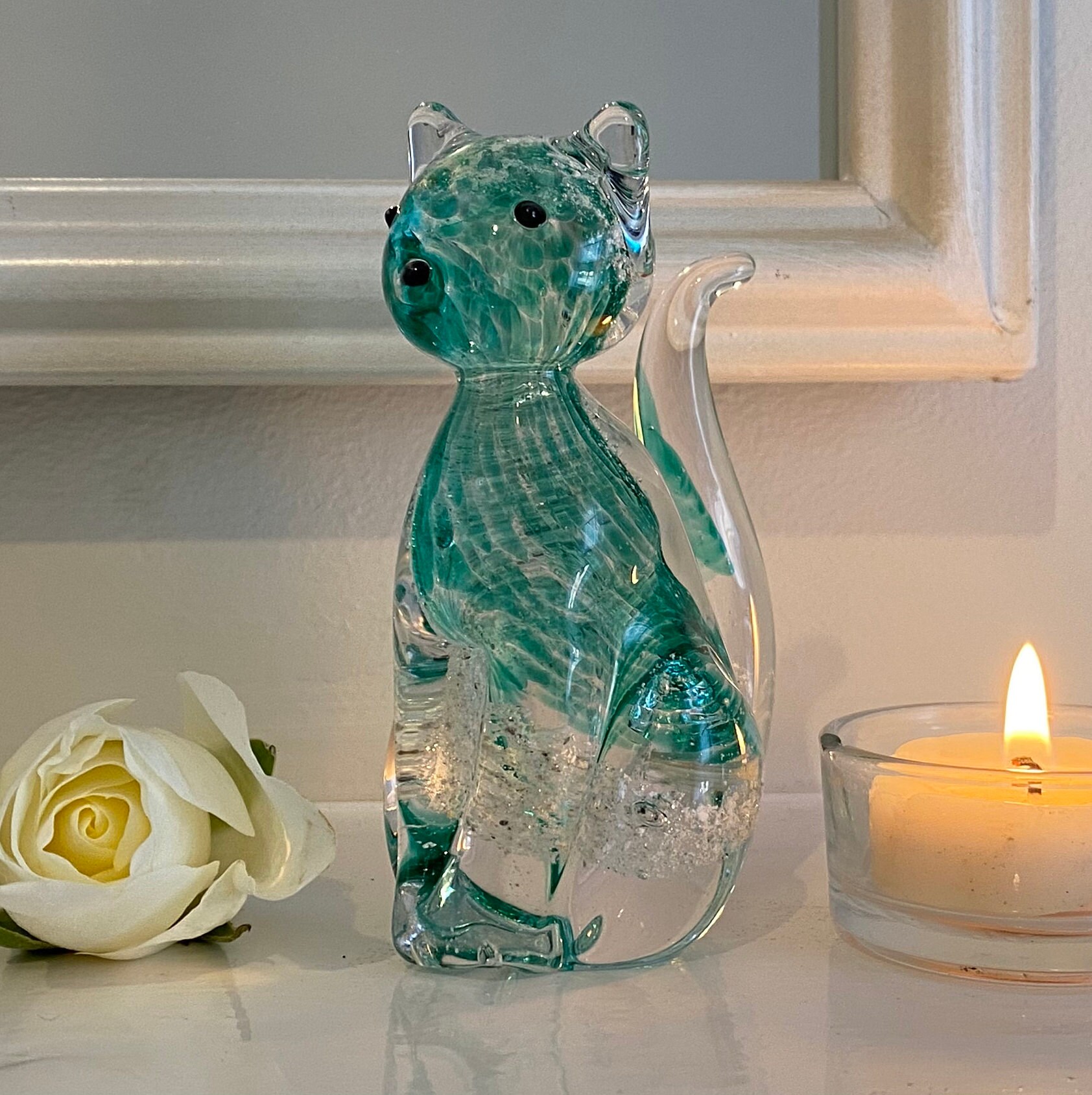 Glass Remembrance Cat With Encased Ashes - Etsy 日本