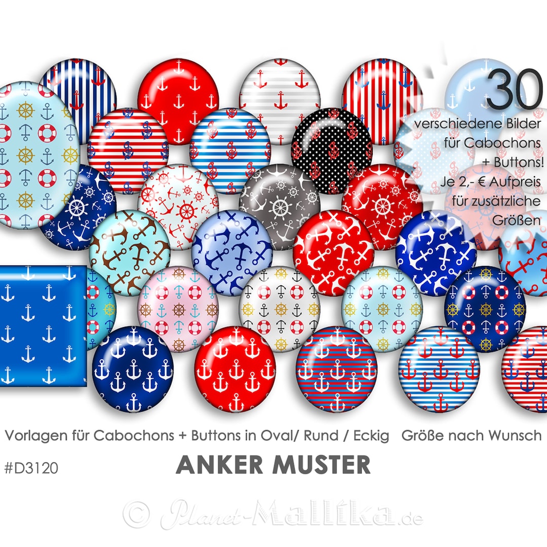 ANKER Cabochon Templates Templates Cabochon Button Digital File Self ...