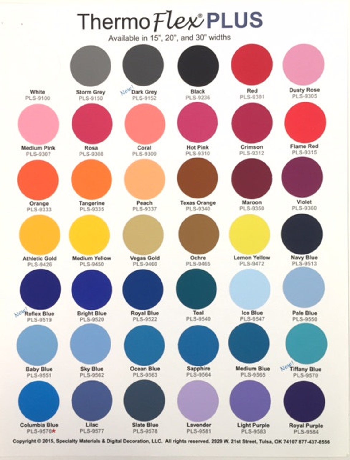 COLOR CHART / Thermoflex Plus HTV | Etsy