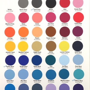 COLOR CHART / Thermoflex Plus HTV - Etsy