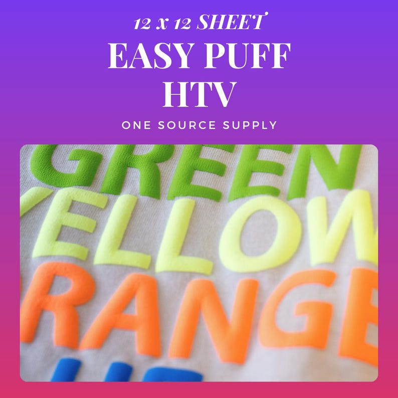 Easy Puff HTV Heat Transfer Vinyl – 12" X 12" Sheet - Etsy