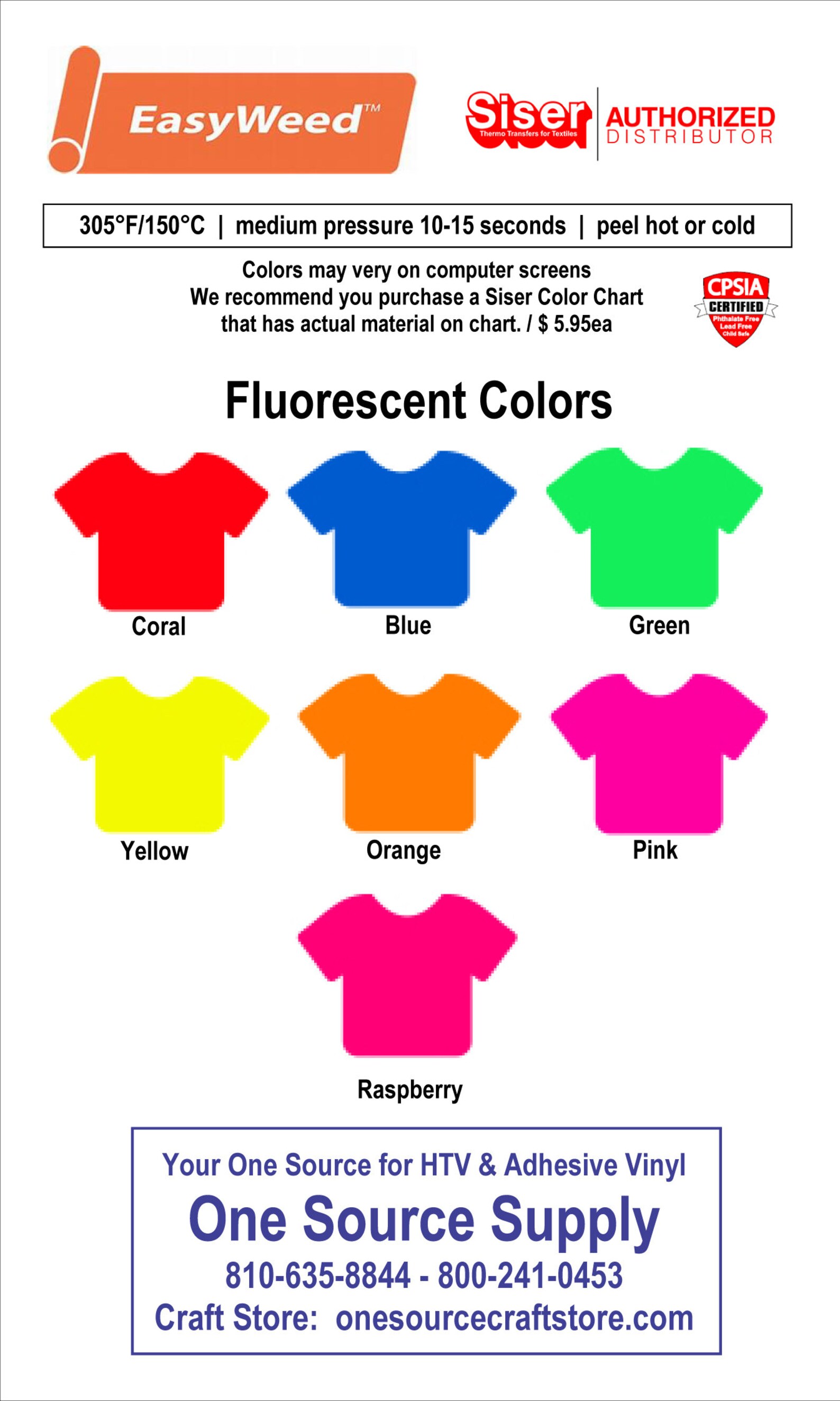 15"x 36"/ Siser Easyweed Fluorescent -neon - Heat Transfer Vinyl - HTV ...