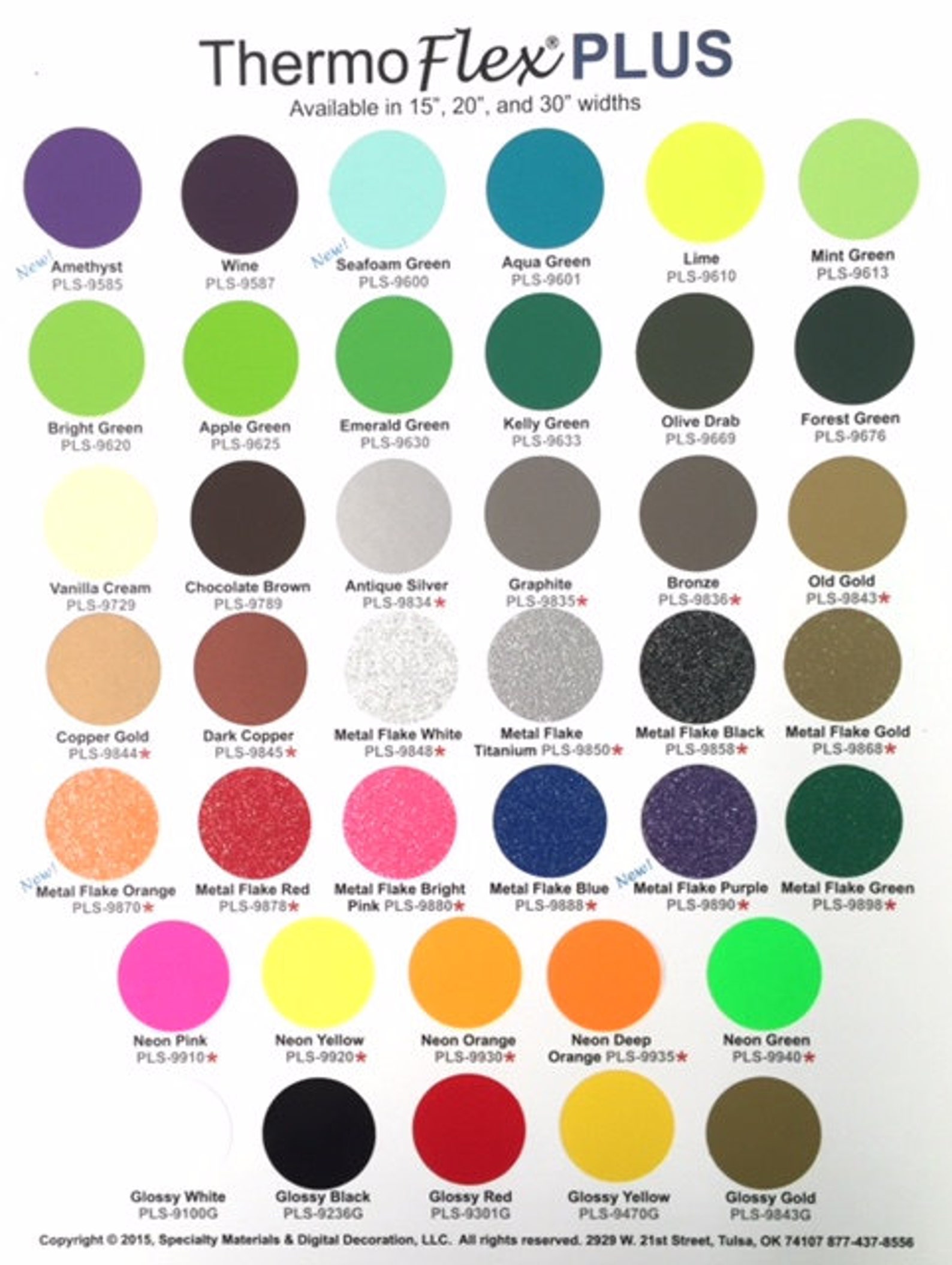 COLOR CHART / Thermoflex Plus HTV - Etsy