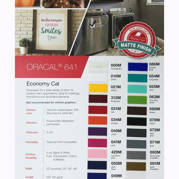 Oracal Vinyl Color Chart - Etsy