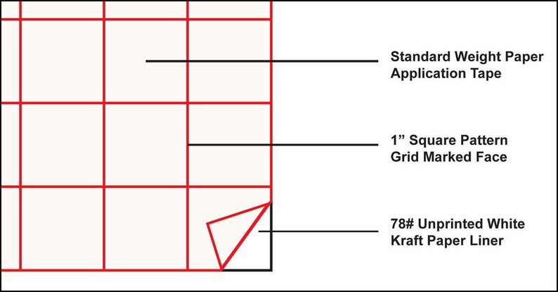 12x 50yd Transfer Tape / High Tack Paper / Red Grid | Etsy