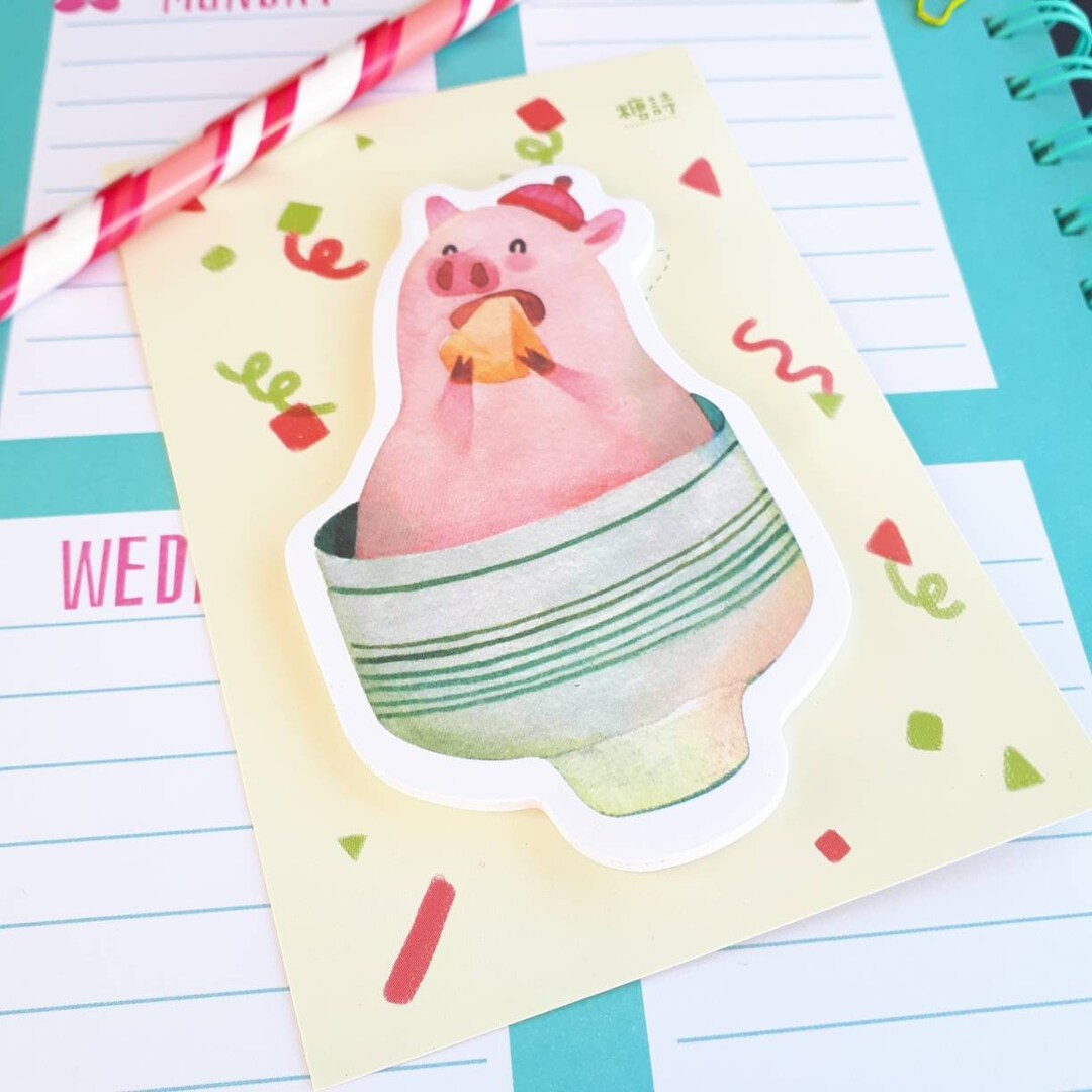 CUTE PIG MEMO Sticky Notes Kawaii Fun Stationery Supply Back - Etsy