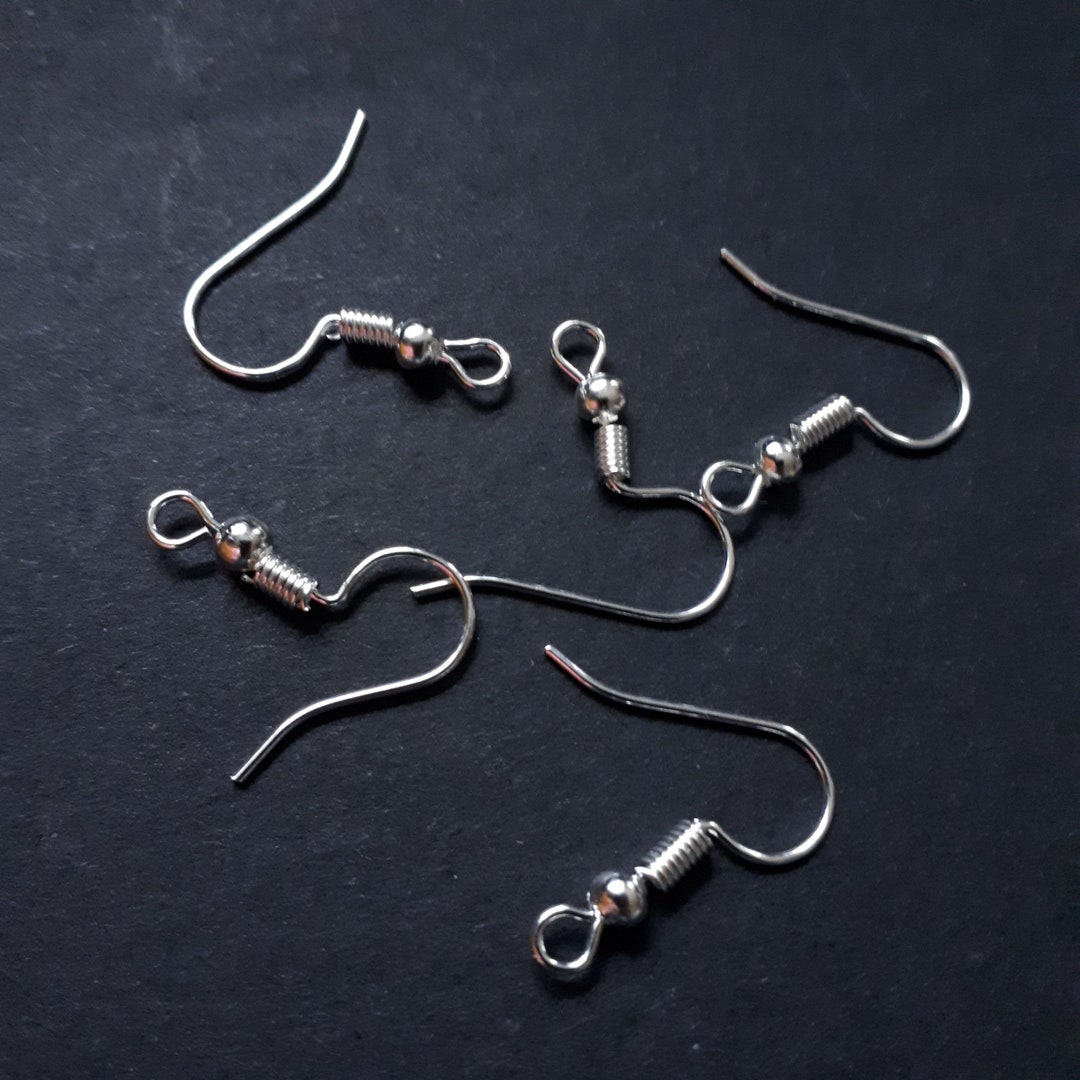 50 EAR WIRE HOOKS Bright Silver Toned Shepherd Hooks 20mm X - Etsy UK
