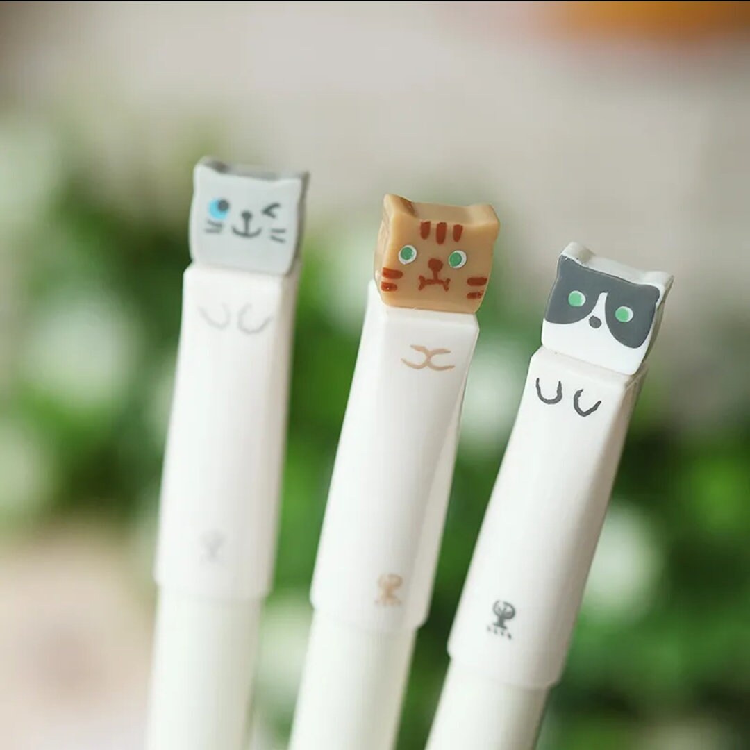 Cute Cat Gel Pen Cartoon Creative Pen Sets Back to School - Etsy UK