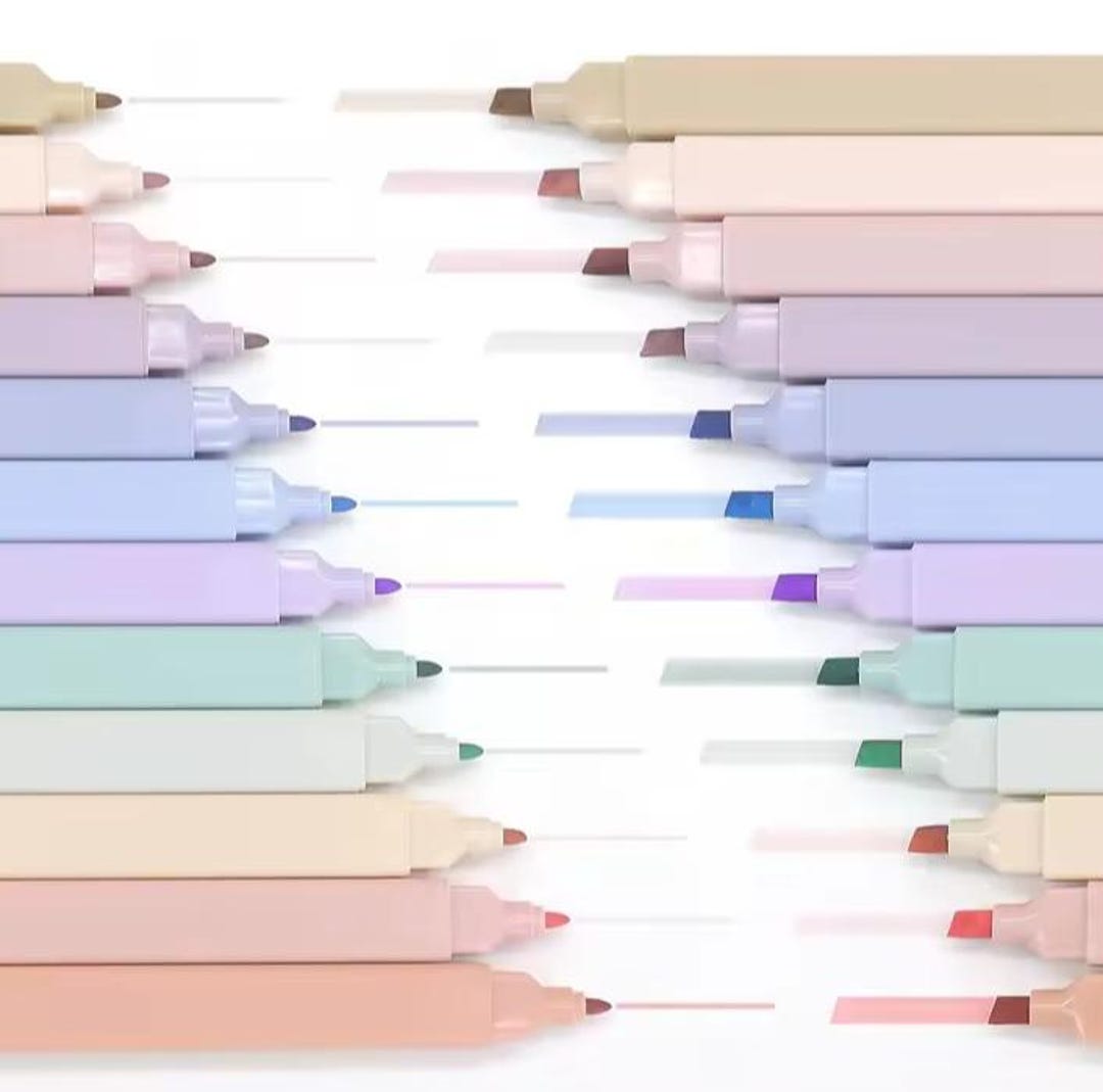 Pale Pastel Light Coloured Markers, Double Tipped Highlighter Pens ...
