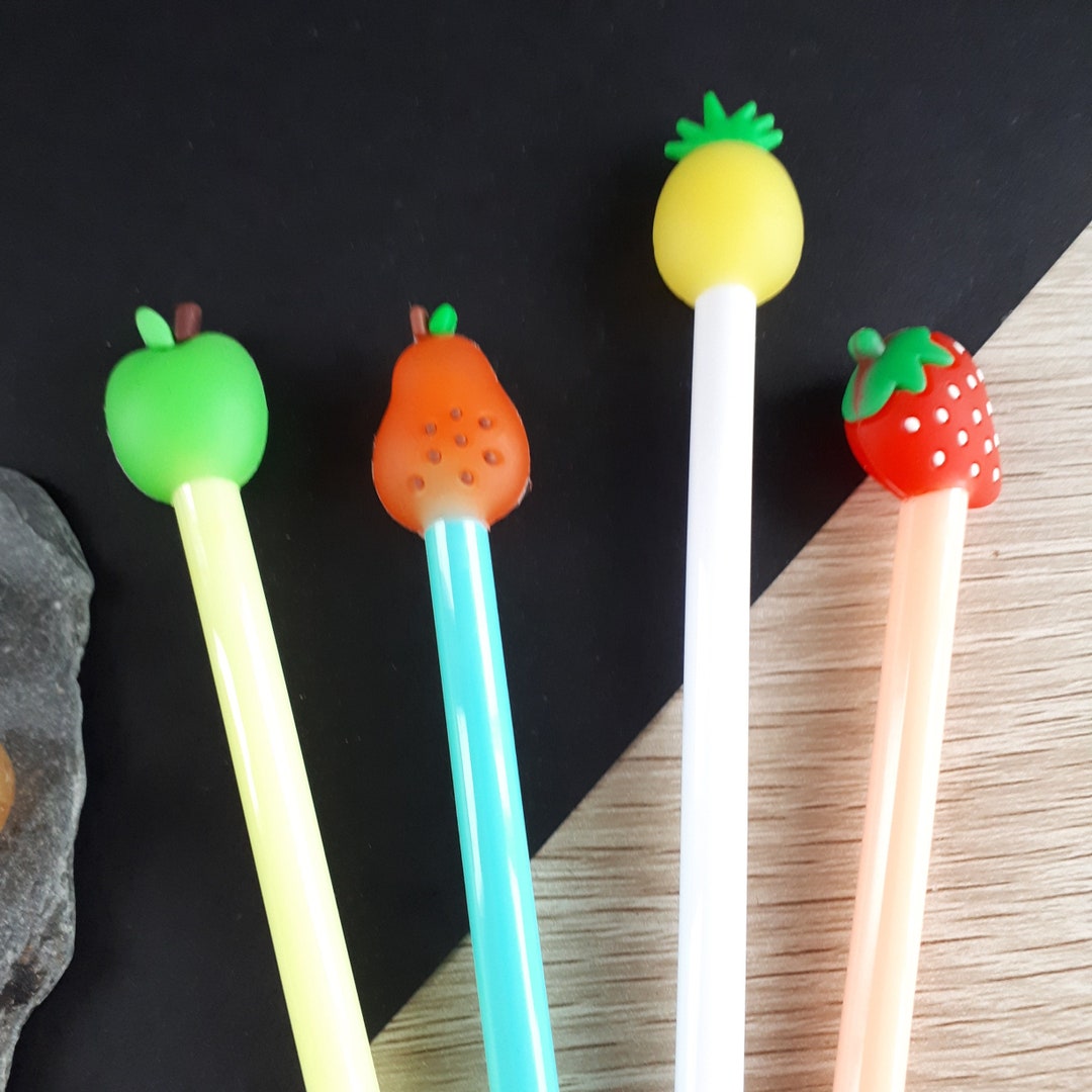 CUTE FRUIT PEN, Gel Pens, Apple Pineapple Strawberry Pear, Writing ...