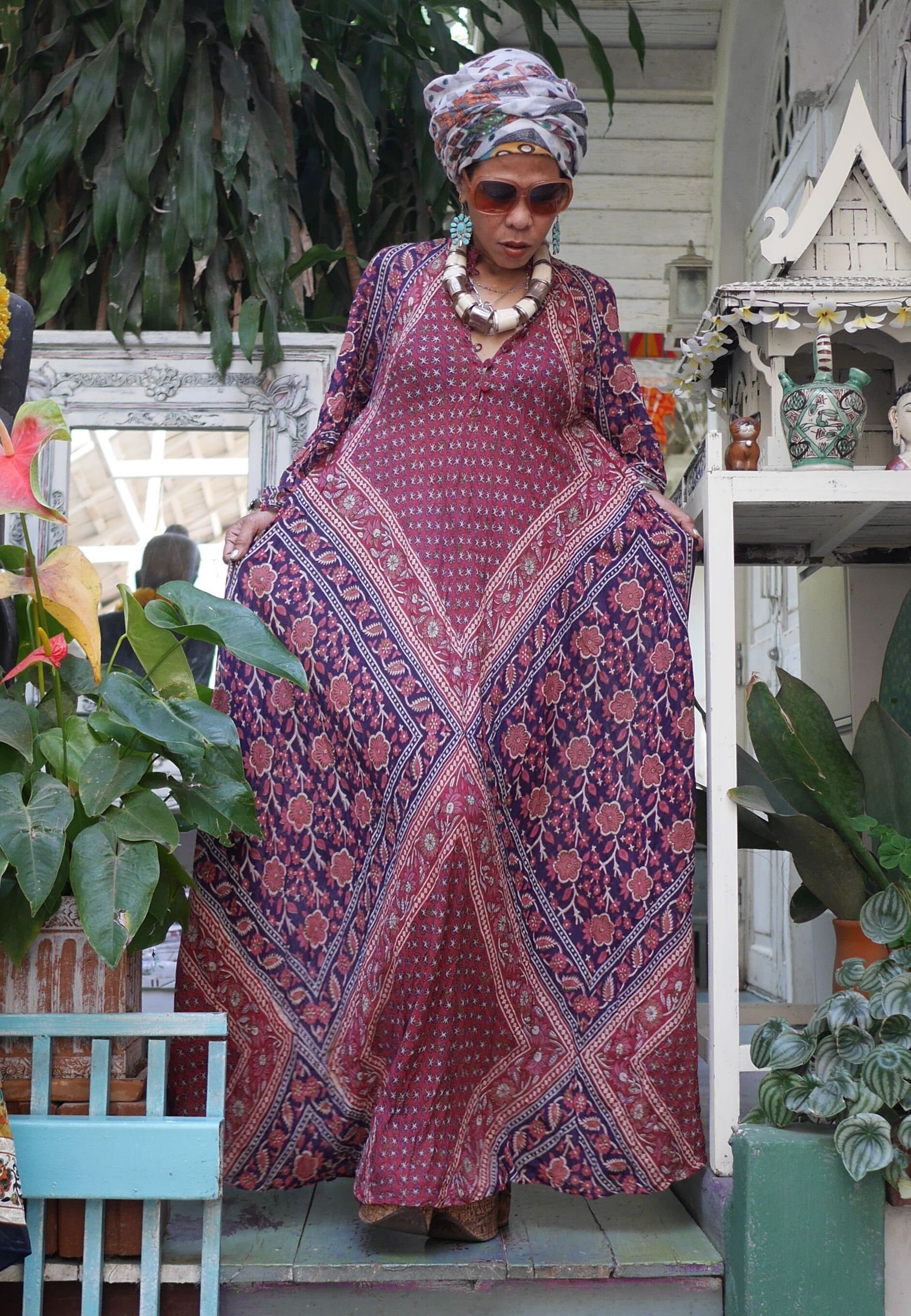 ORIGINAL ADINI Vintage 1970's RARE Hand Block Indian Cotton Gauze ...