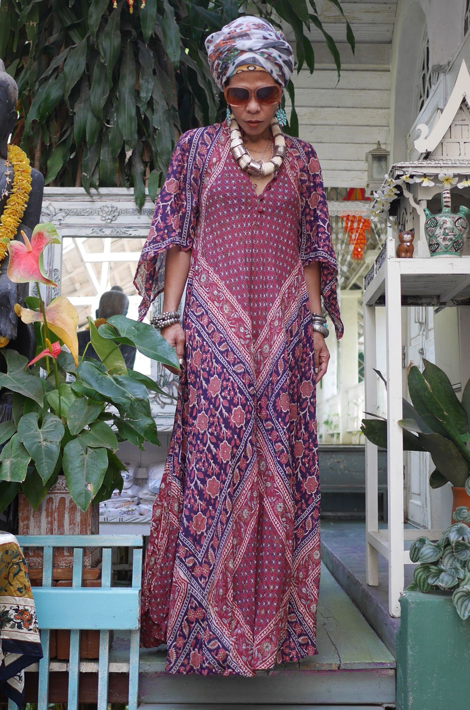 ORIGINAL ADINI Vintage 1970's RARE Hand Block Indian Cotton Gauze ...