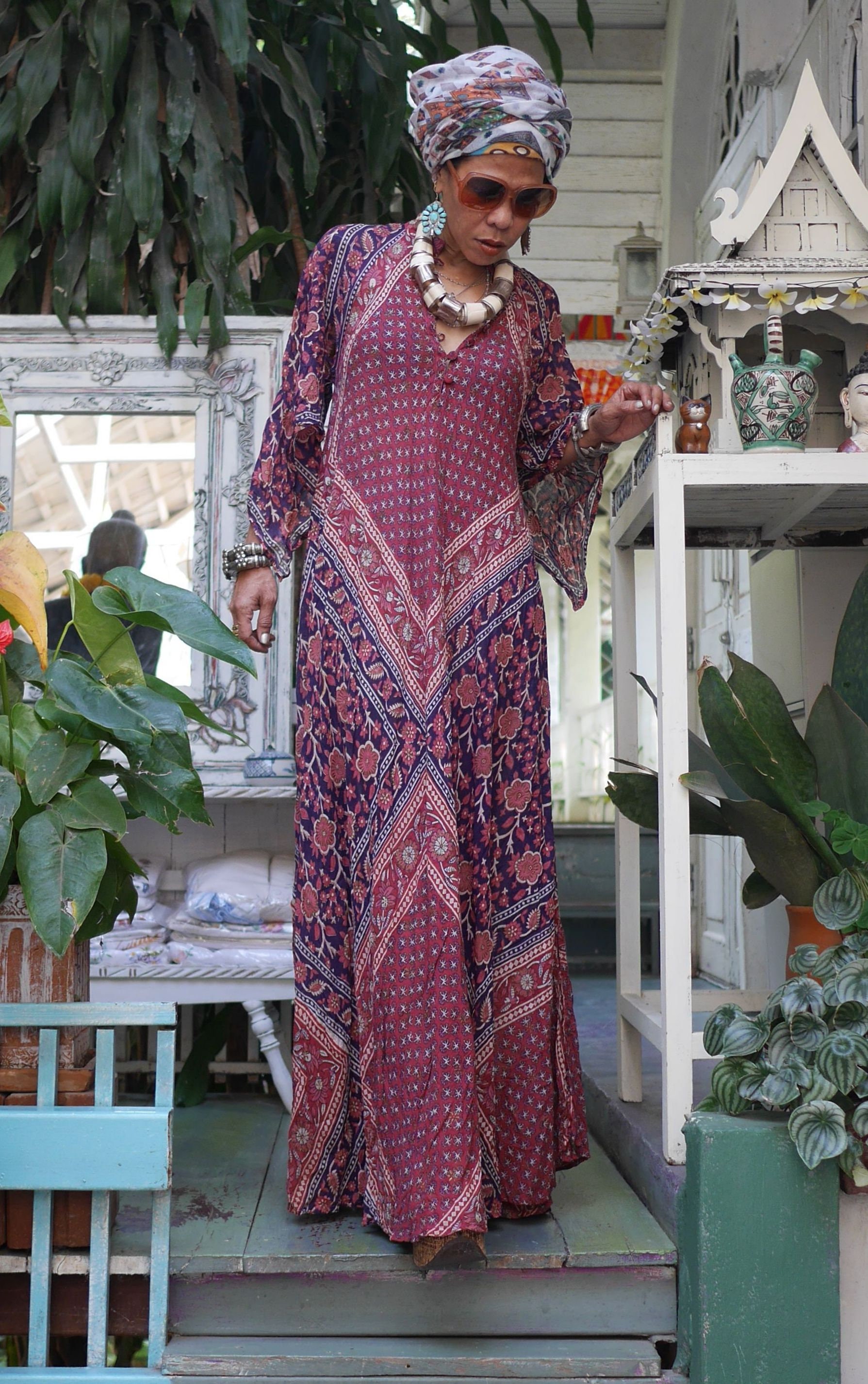 ORIGINAL ADINI Vintage 1970's RARE Hand Block Indian Cotton Gauze ...