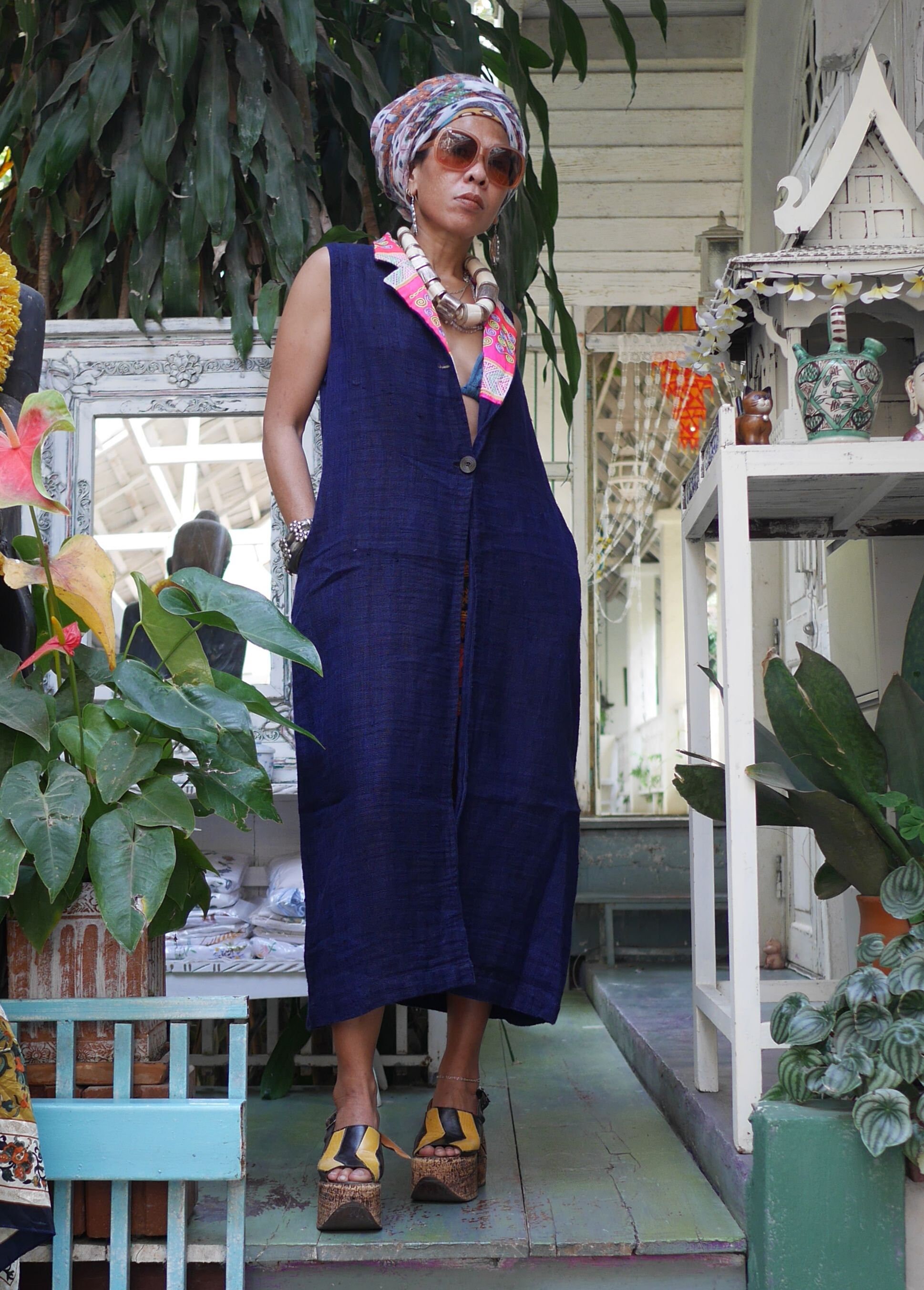 ETHNIC Vintage Deep Dark Blue Tribal Hemp/silk Classic - Etsy